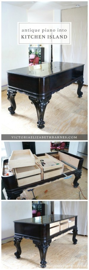 Piano into kitchen island- designing drawers and storage. *video ...